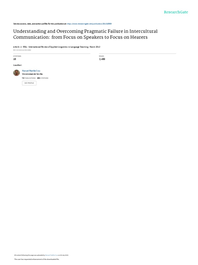 Pragmatic Failure IRAL | PDF | Second Language | Communication