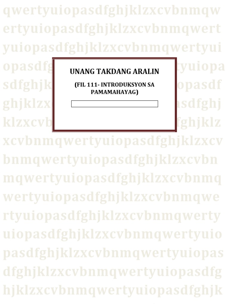 Unang Takdang Aralin | PDF