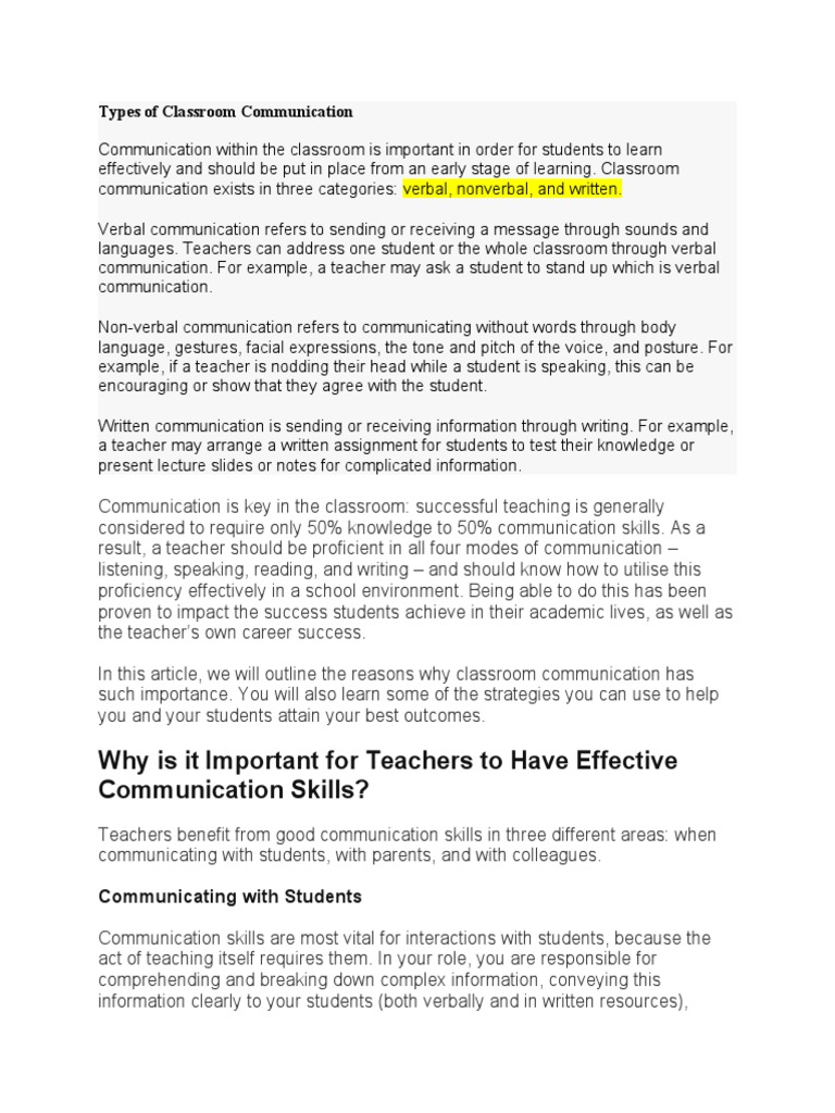 Types of Classroom Communication | PDF | Communication | Teachers