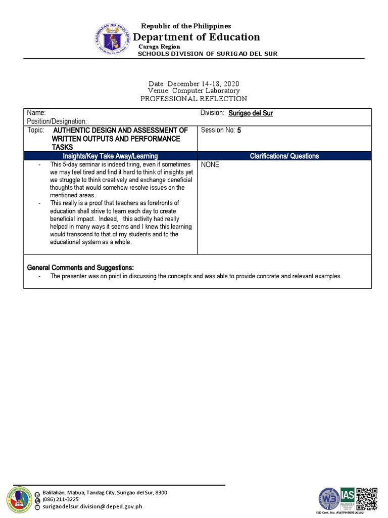 Department of Education: Insights/Key Take Away/Learning Clarifications ...