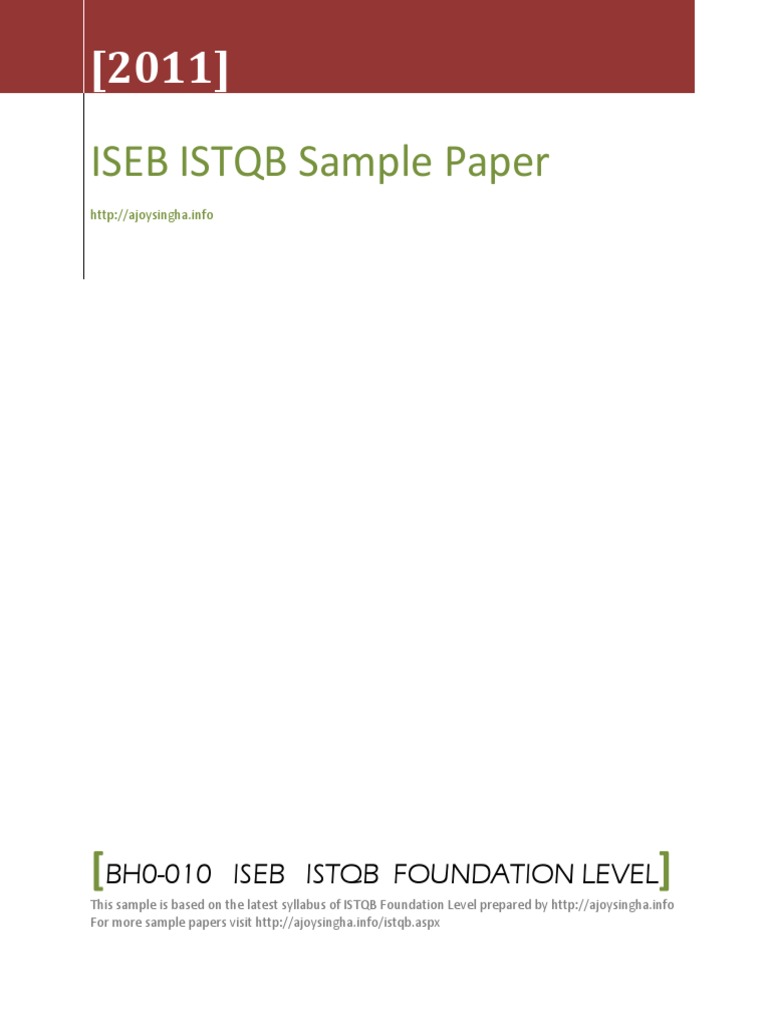 ISEB ISTQB Sample Paper | PDF | Software Testing | Software Bug
