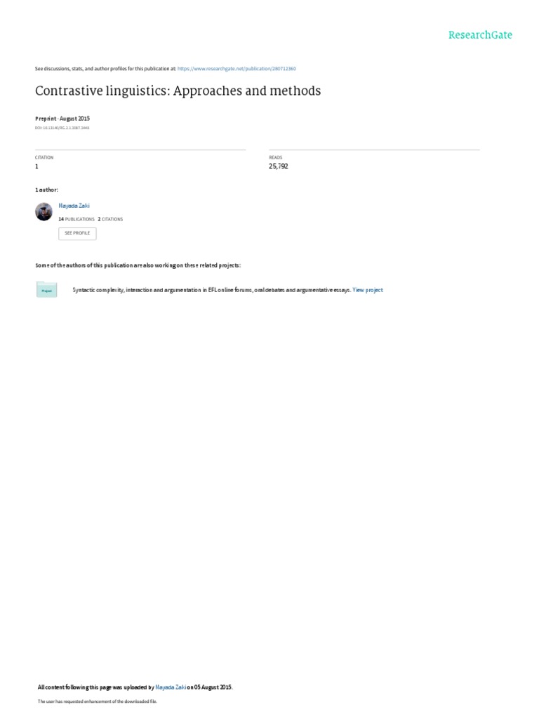 Contrast Ive Linguistics Approaches and Methods | PDF | Second Language ...