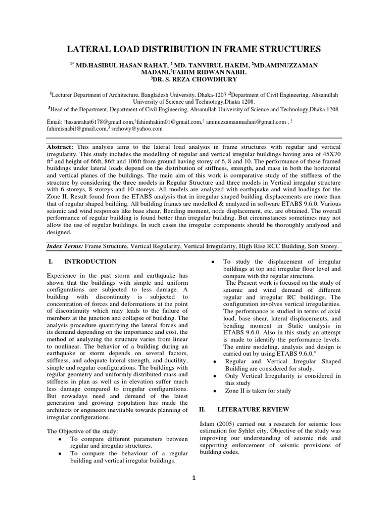 Lateral Load Distribution in Frame Structures | PDF | Strength Of ...