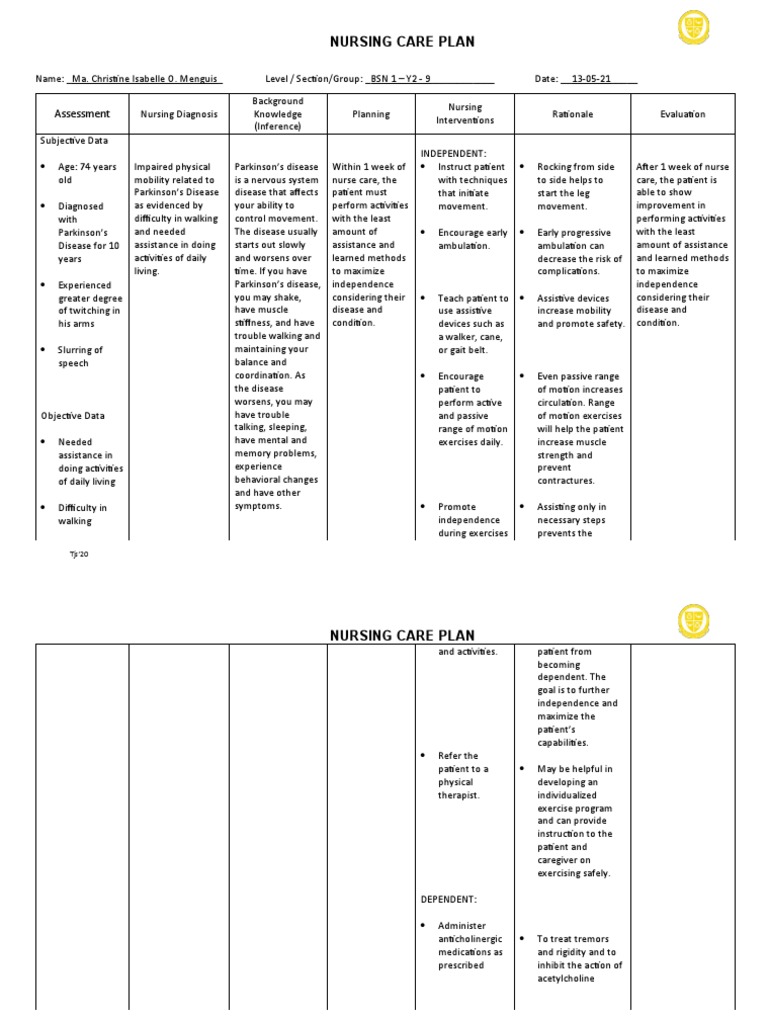 NCP Formulation (Older Adult) | PDF | Parkinson's Disease | Nursing