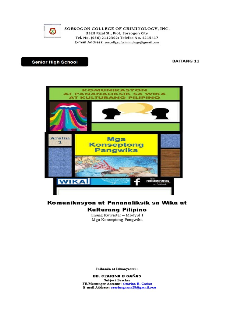 Komunikasyon at Pananaliksik Sa Wika at Kulturang Pilino - Quarter 1 ...