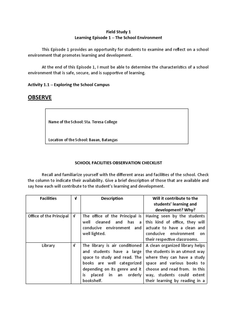 Effective School Environment Overview | PDF | Classroom | Learning