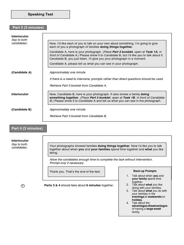 Cambridge English Preliminary For Schools Sample Paper 3 Speaking ...