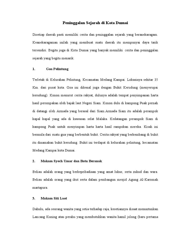 Peninggalan Sejarah Kota Dumai | PDF | Perjalanan