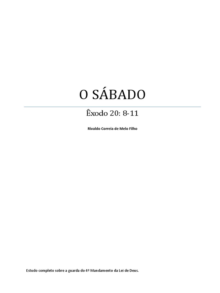 Estudo Completo Sobre O Sábado Pdf Shabat Santo
