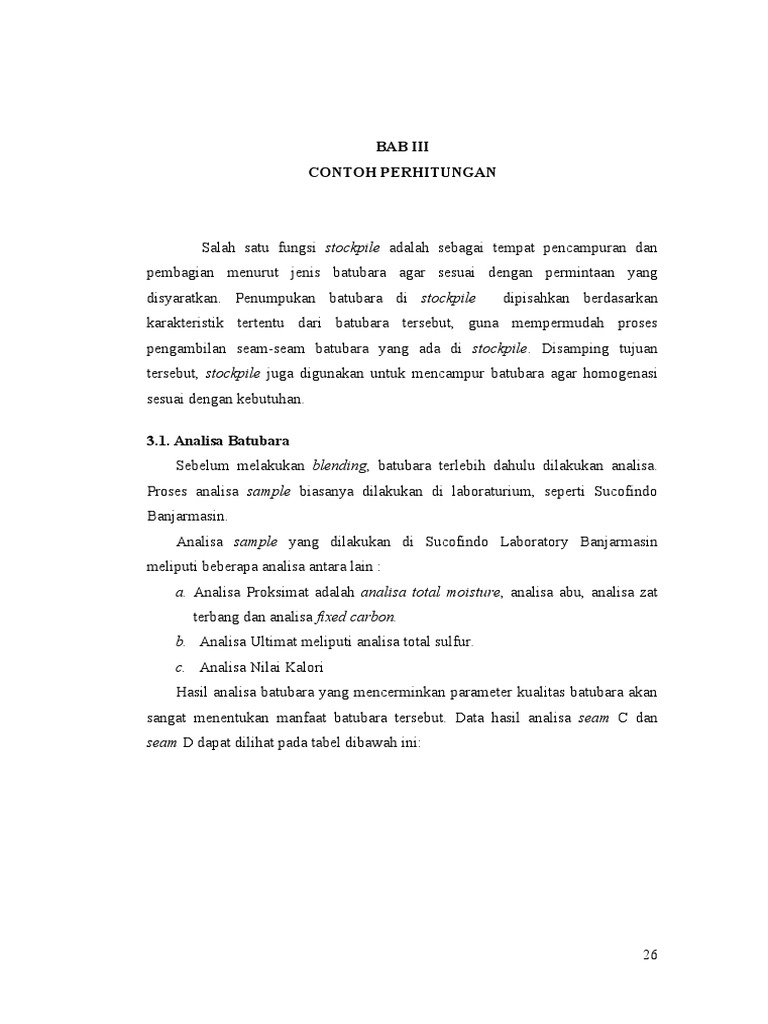 Perhitungan Kualitas Batubara Dengan Cara Blending | PDF