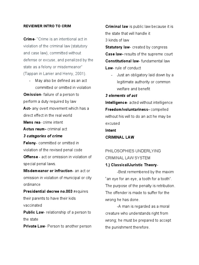 Overview of Criminal Law Principles | PDF | Crime & Violence | Crimes