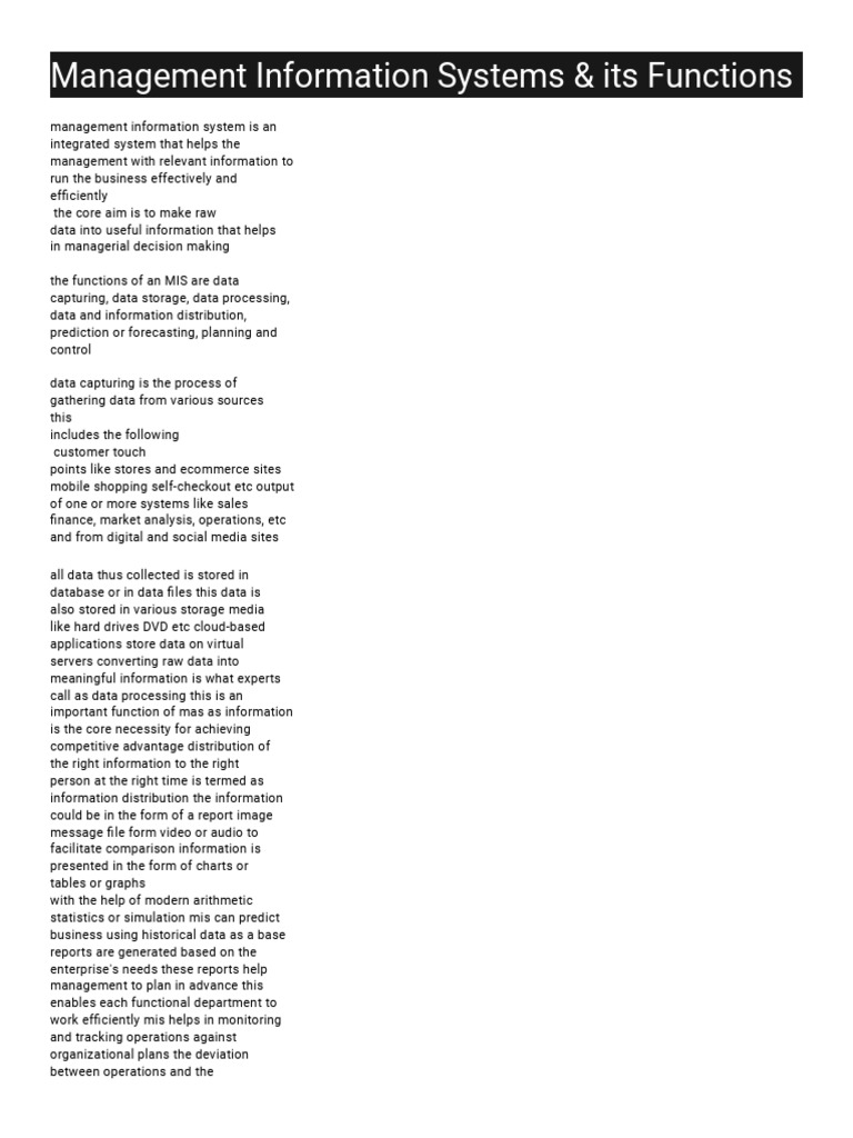 Management Information Systems Vid 1 | PDF