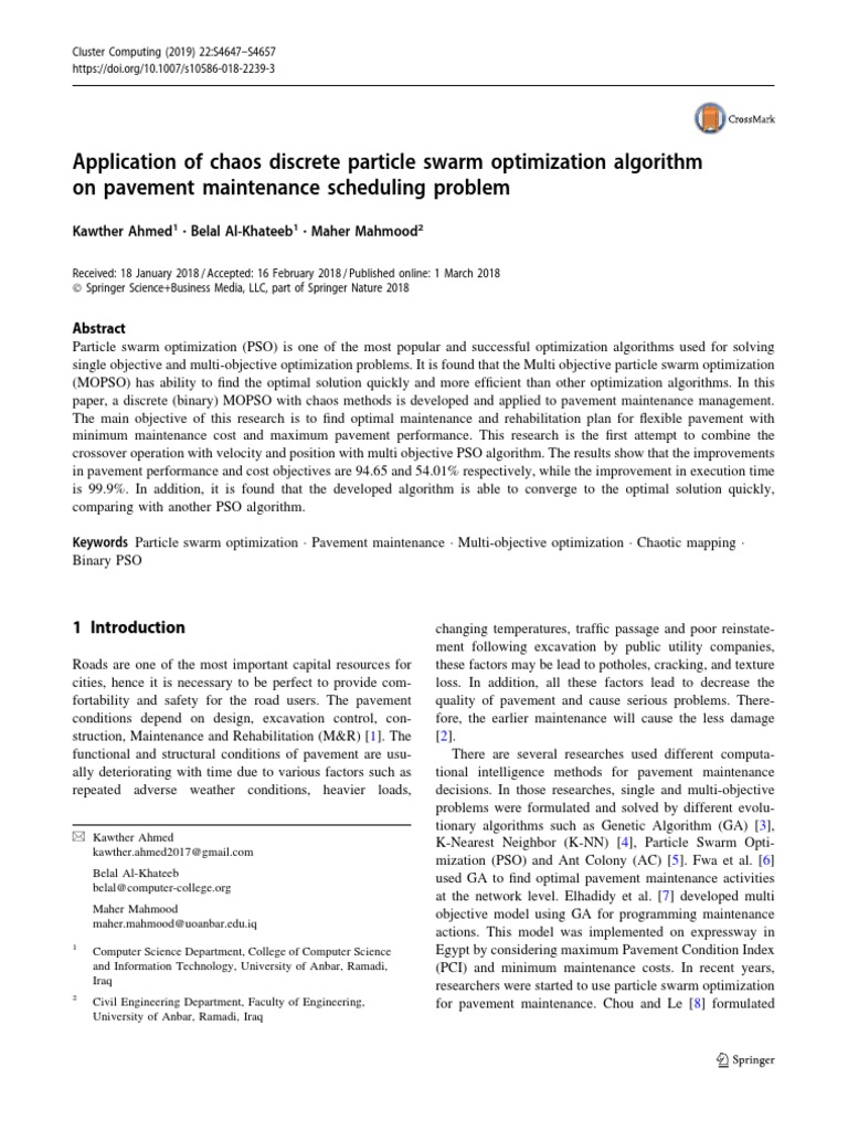 Application of Chaos Discrete Particle Swarm Optimization Algorithm On Pavement Maintenance ...