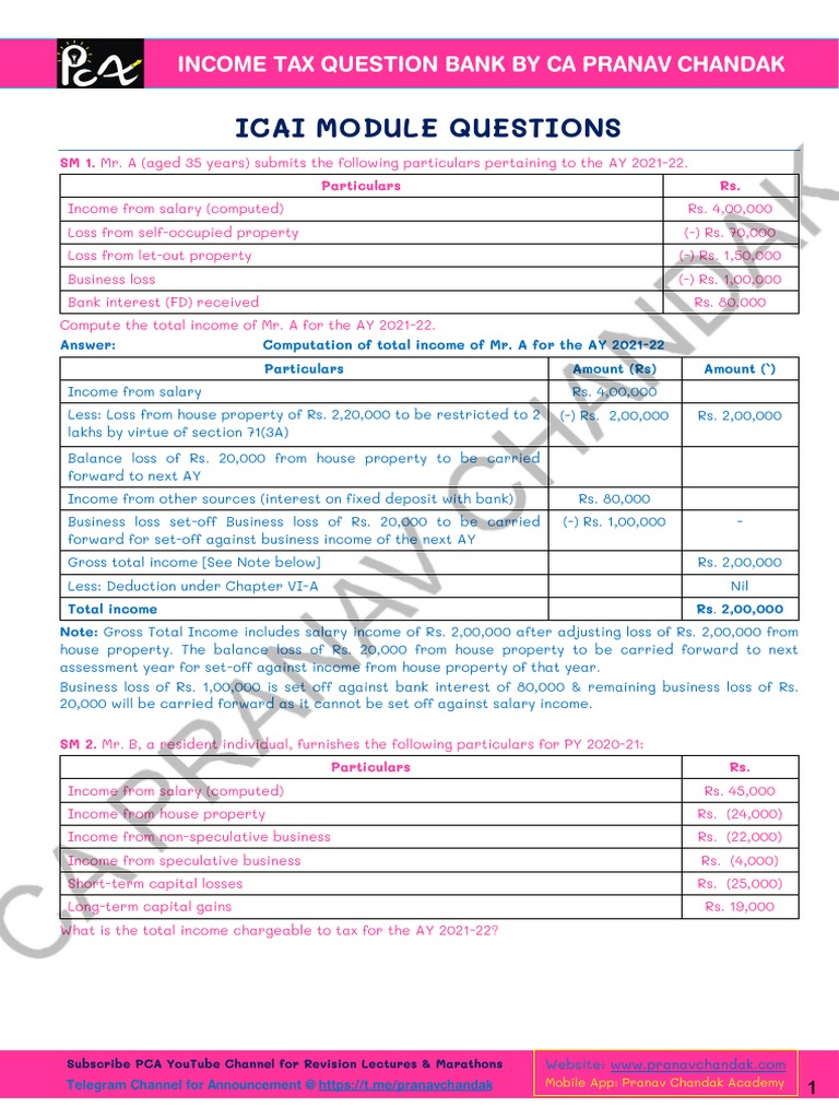 Icai Module Questions | PDF | Capital Gains Tax | Payments