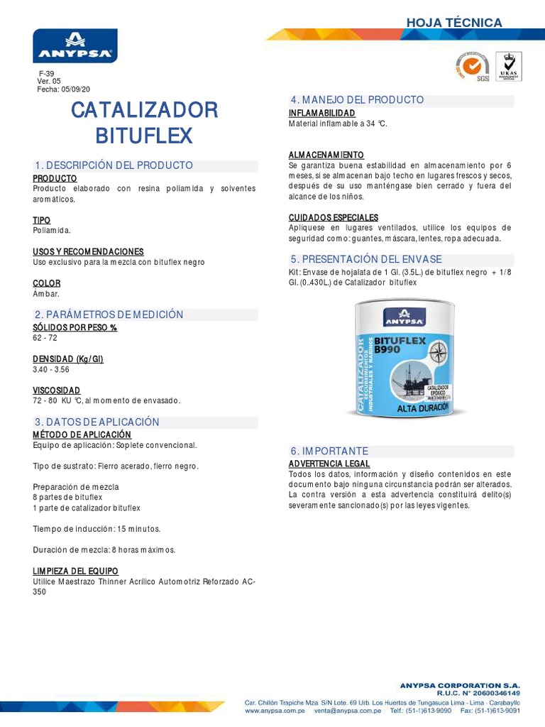 Catalizador Bituflex | PDF | Química