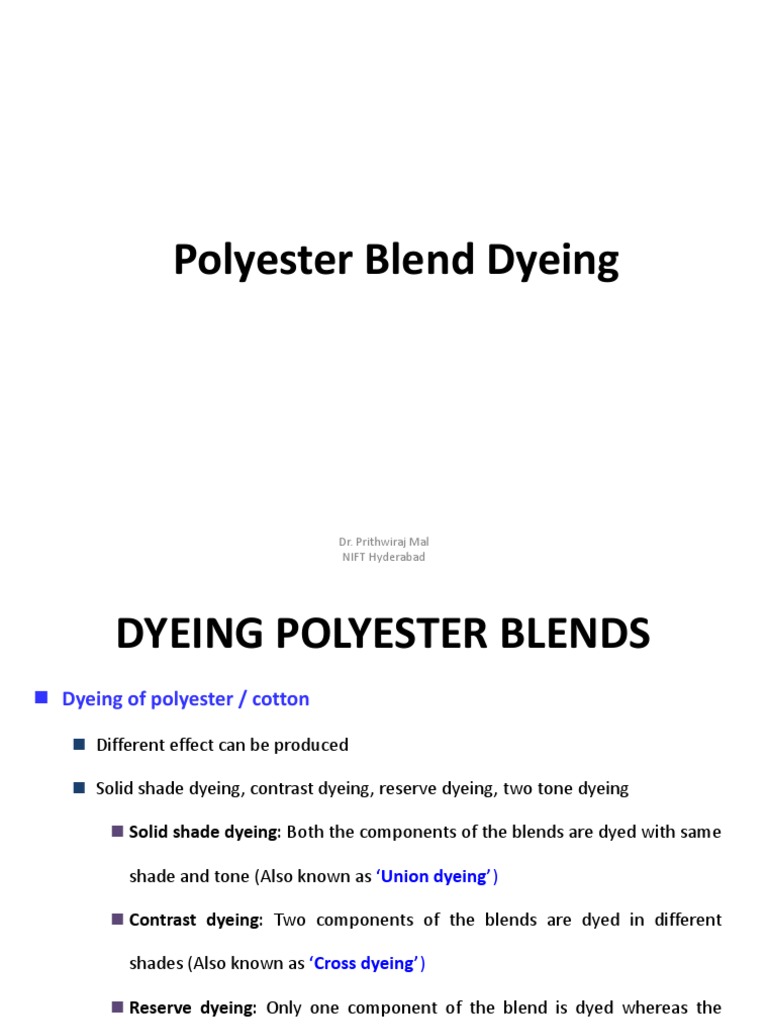 Polyester Blend Dyeing | PDF | Dyeing | Dye