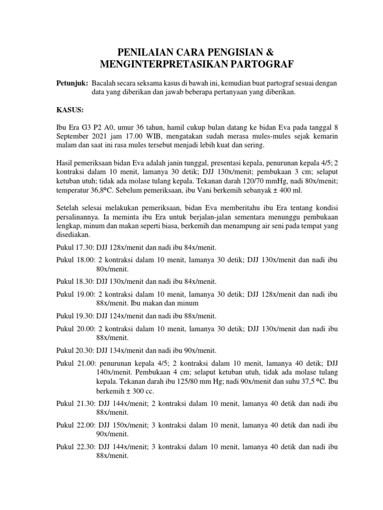 Partograf Penilaian Persalinan Normal | PDF
