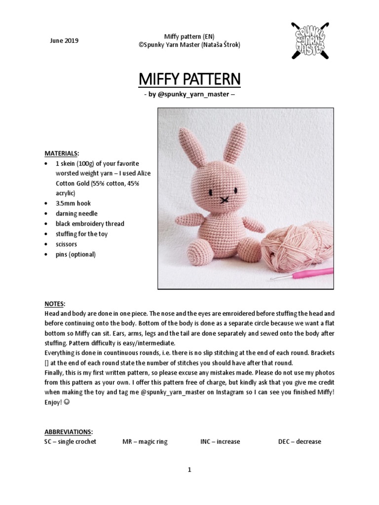 Miffy | PDF | Embroidery | Crochet
