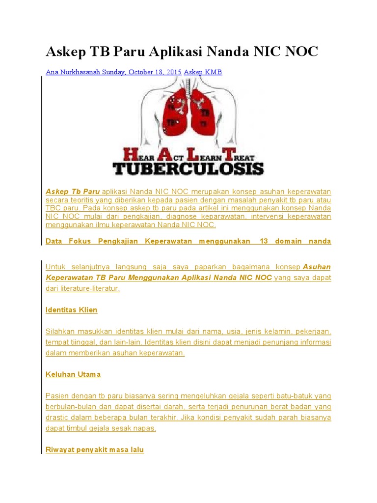Askep TB Paru Aplikasi Nanda NIC NOC | PDF | Pengembangan Diri | Kesehatan Holistik