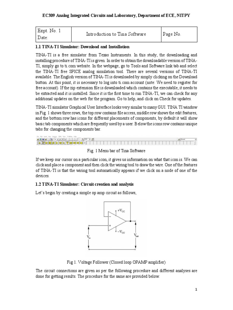 TINA-TI Simulator: Download & Setup Guide | PDF | Operational Amplifier ...