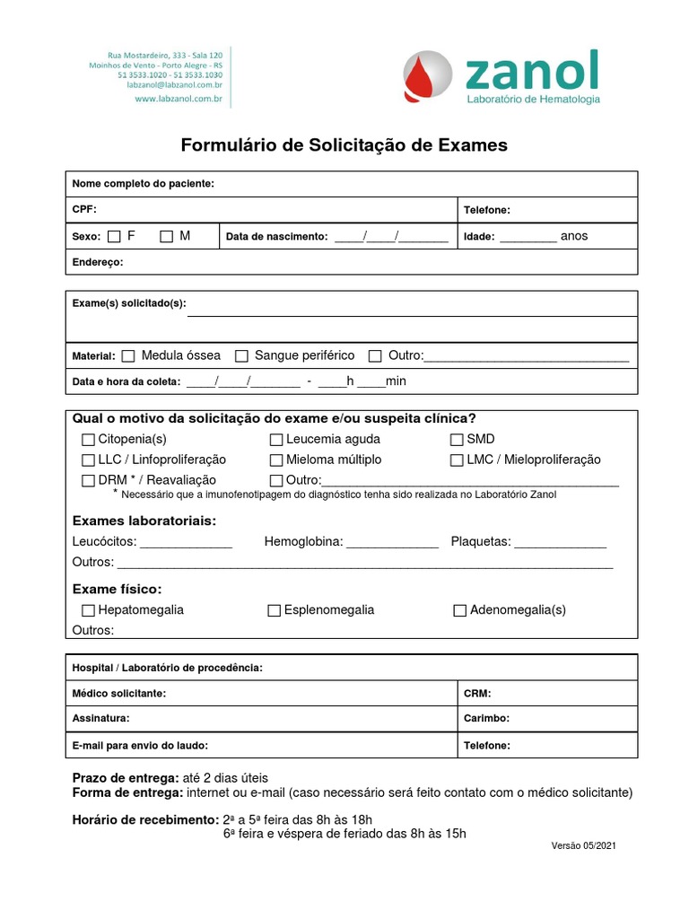Formulário de Solicitacao de Exames | PDF