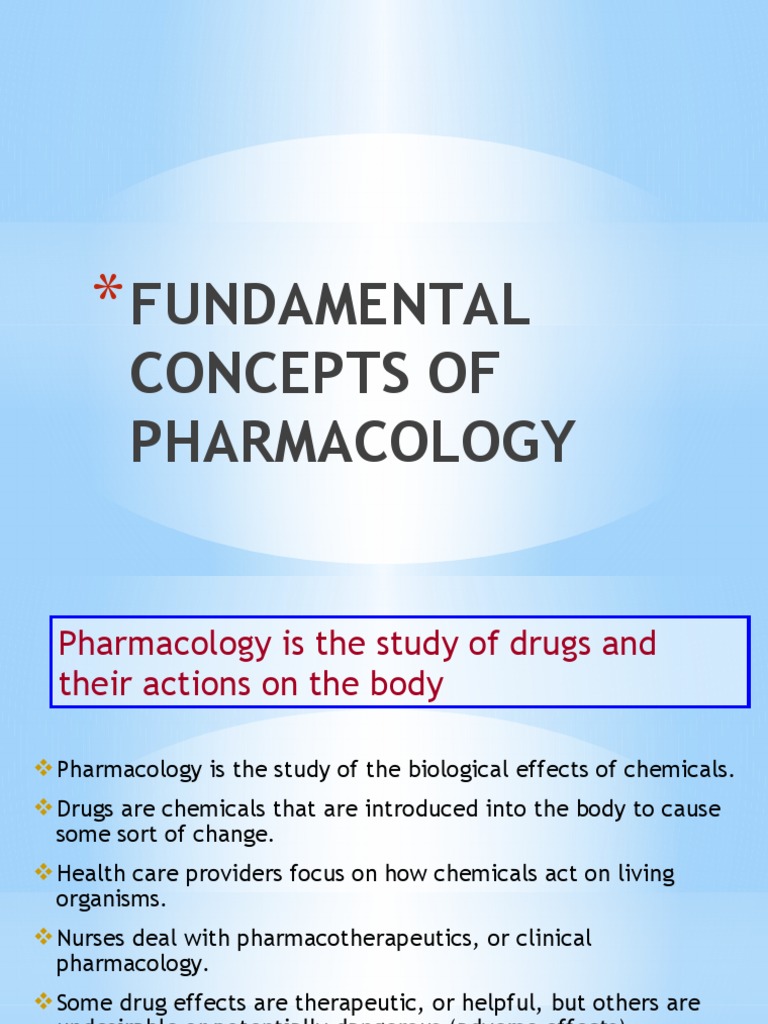 Fundamental Concepts of Pharmacology Lec | PDF | Pharmacology ...
