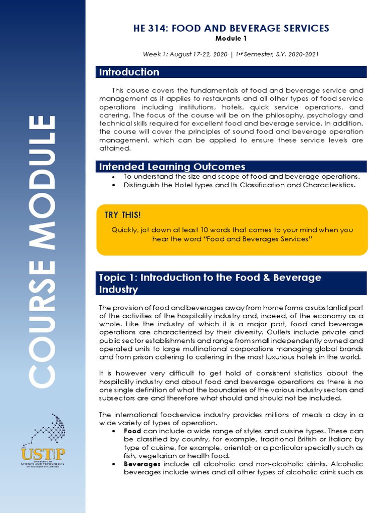 FBS Module Week 1 | PDF | Hotel | Tourism