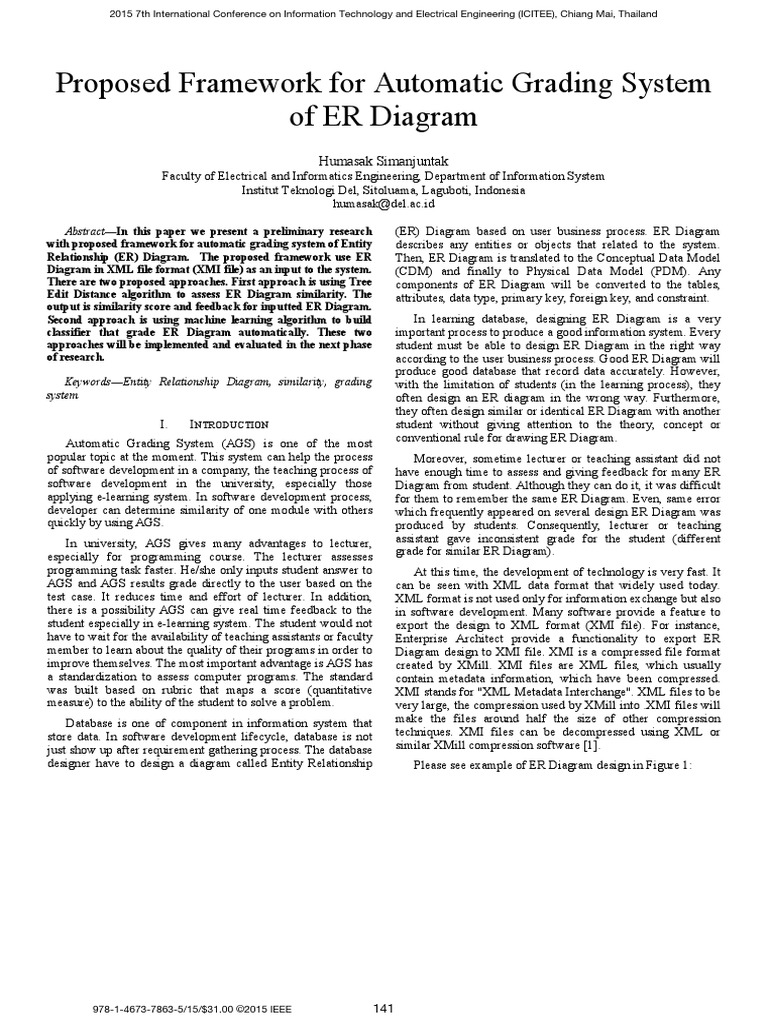 Proposed Framework For Automatic Grading System of ER Diagram | PDF ...