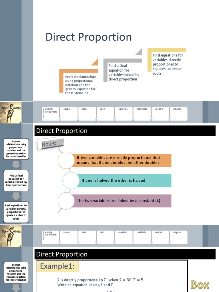 Direct-Proportion PowerPoint | PDF | Equations | Variable (Mathematics)