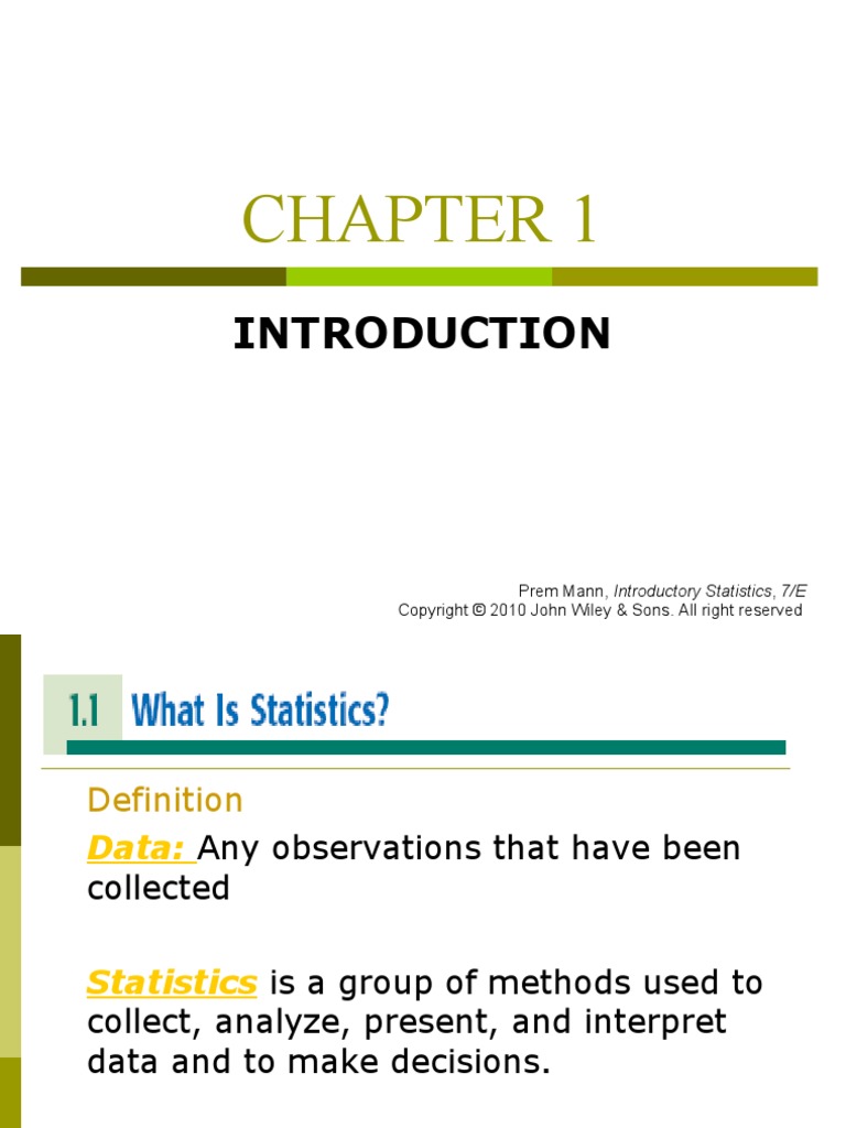 Prem Mann, Introductory Statistics, 7/E | PDF | Statistics ...