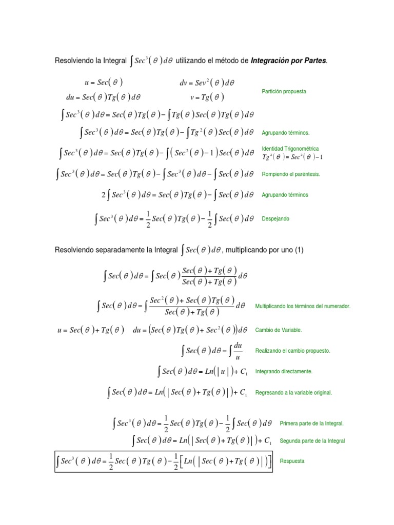 Integral Secante Cubo | PDF | Cantidades fisicas | Matemáticas