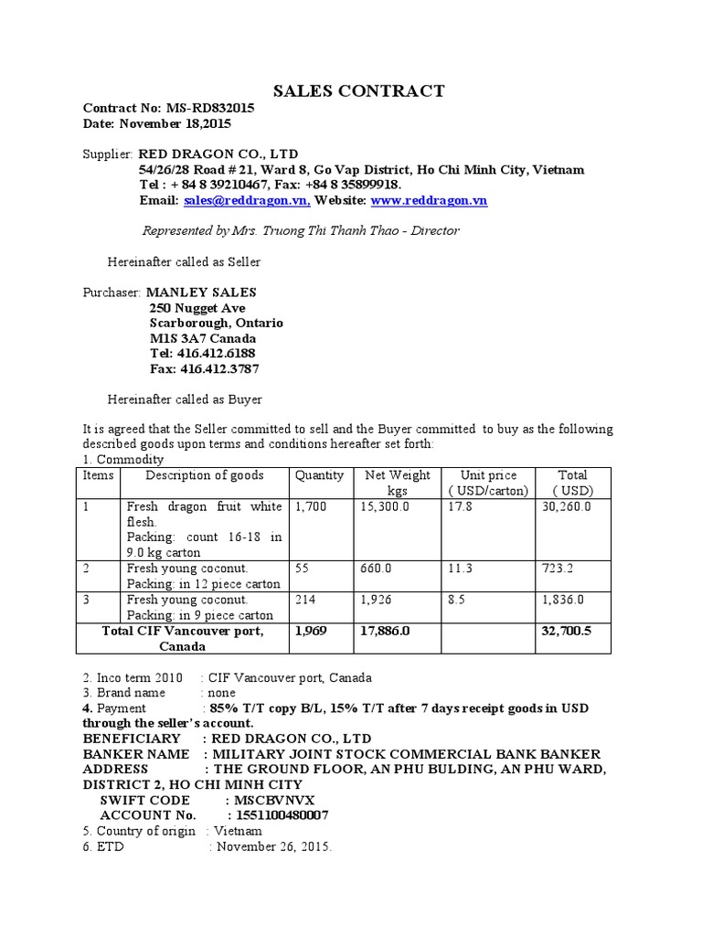 Sales Contract | PDF