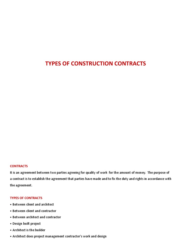 Types of Construction Contracts | PDF | Architect | Market (Economics)