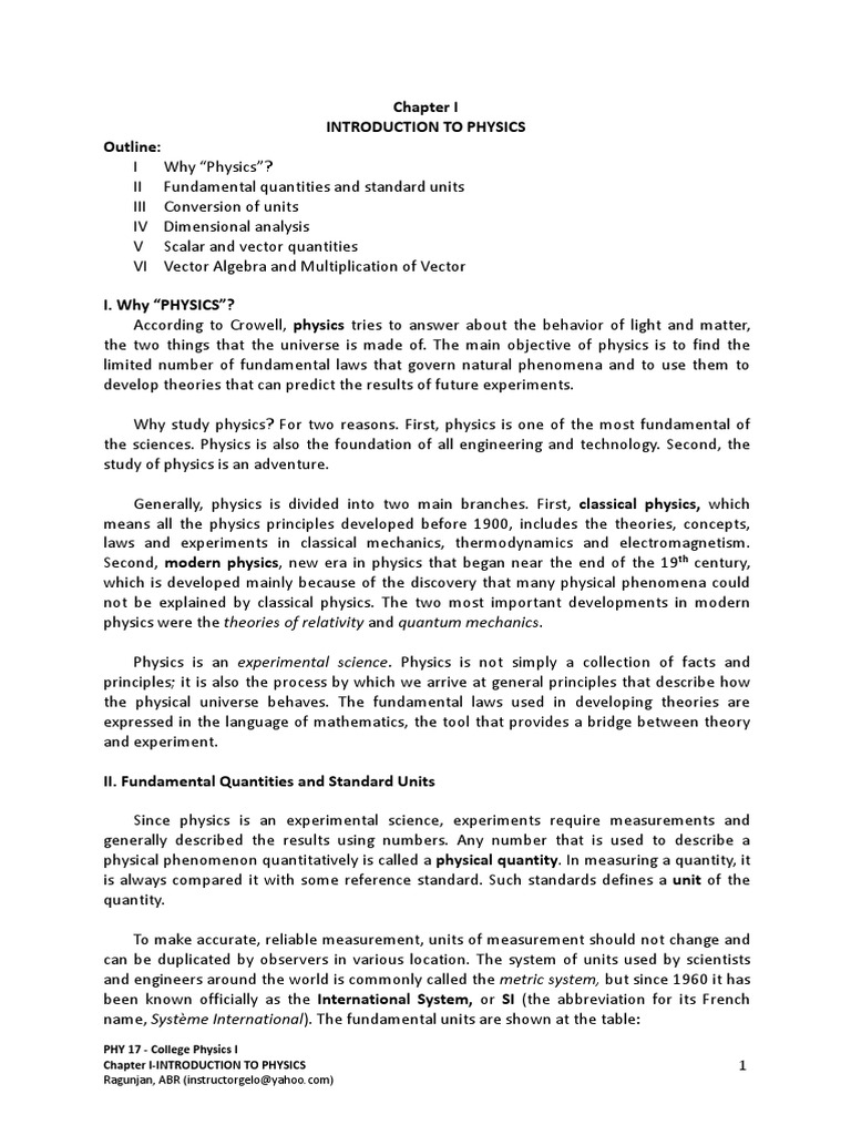 Intro to College Physics Concepts | PDF | Physics | International ...