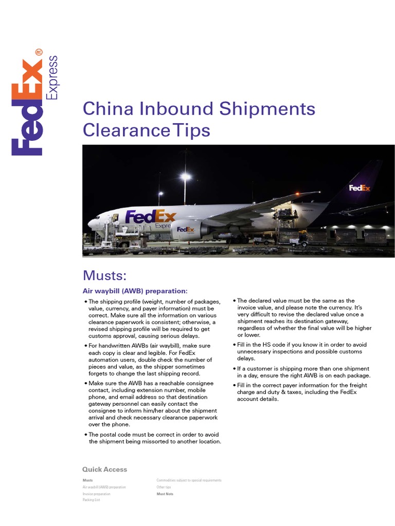 China Inbound Shipments Clearance Tips: Musts | PDF | Customs ...