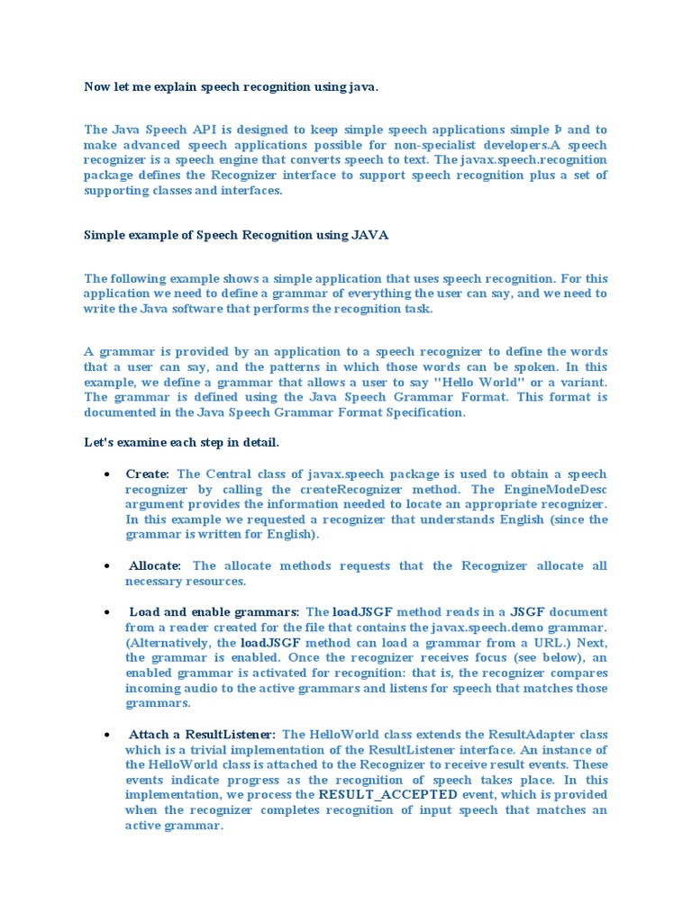 Now Let Me Explain Speech Recognition Using Java.: Loadjsgf JSGF ...