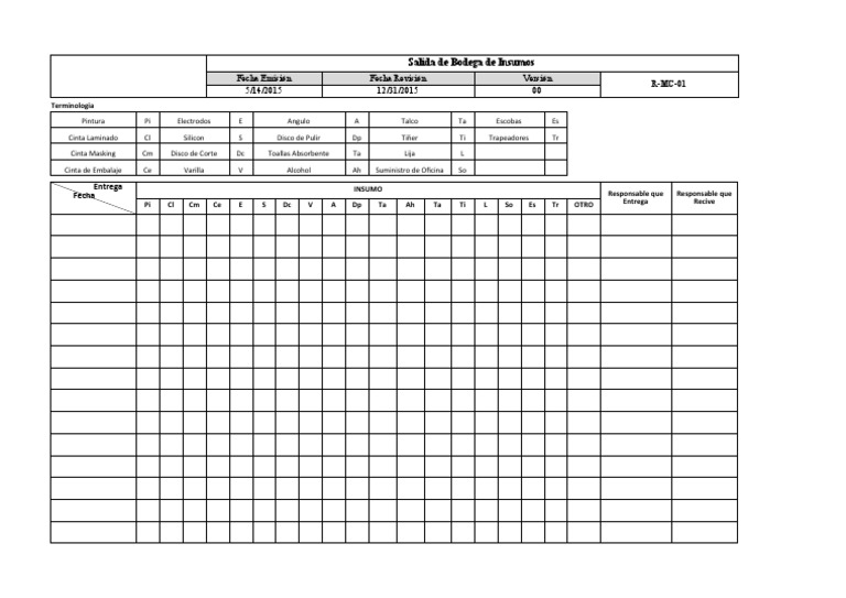 Formato Entrega de Insumos | PDF