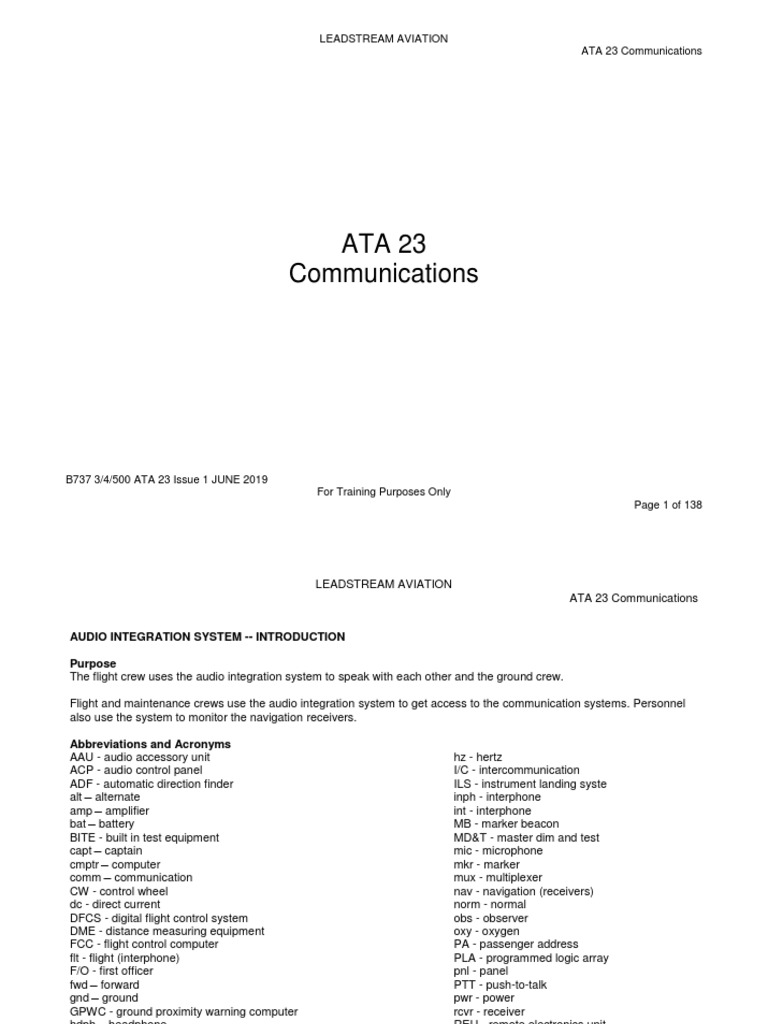 ATA 23 Communications | PDF | Microphone | Amplifier