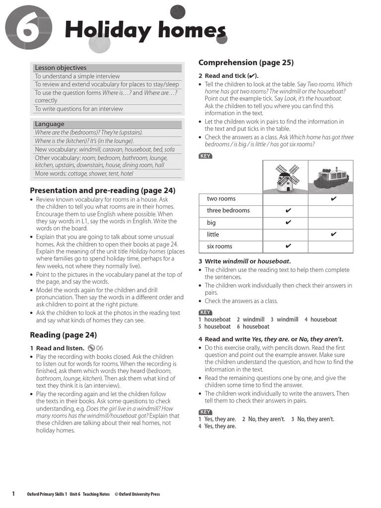 Holiday Homes: Comprehension (Page 25) | PDF | Vocabulary | Question