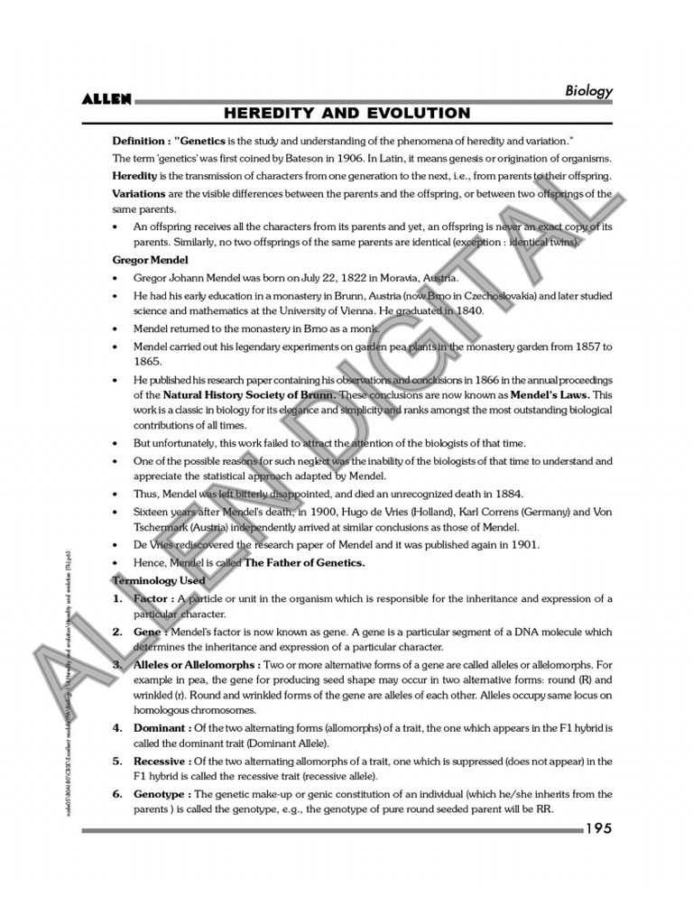 Allen Genetics (Biology) | PDF