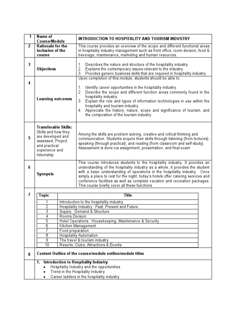 Introduction To Hospitality and Tourism Industry | PDF | Tourism | Hotel