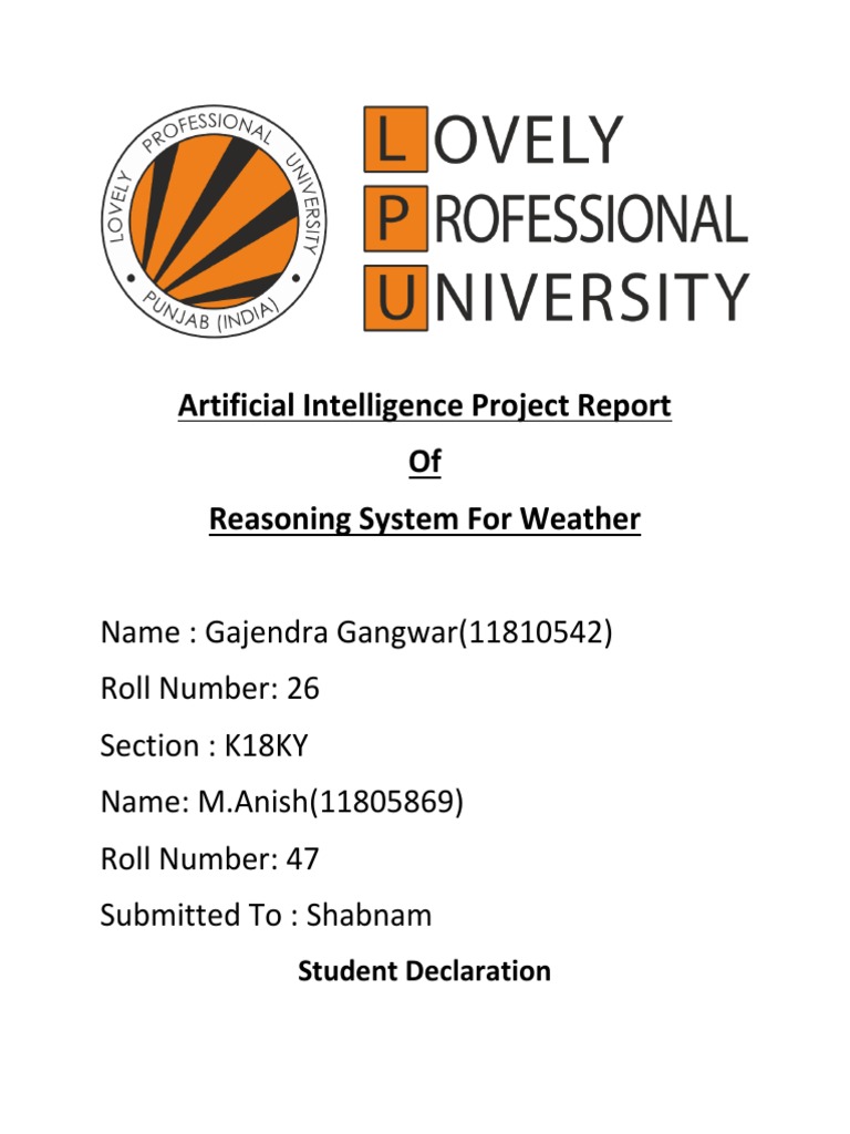 Artificial Intelligence Project Report of Reasoning System For Weather ...