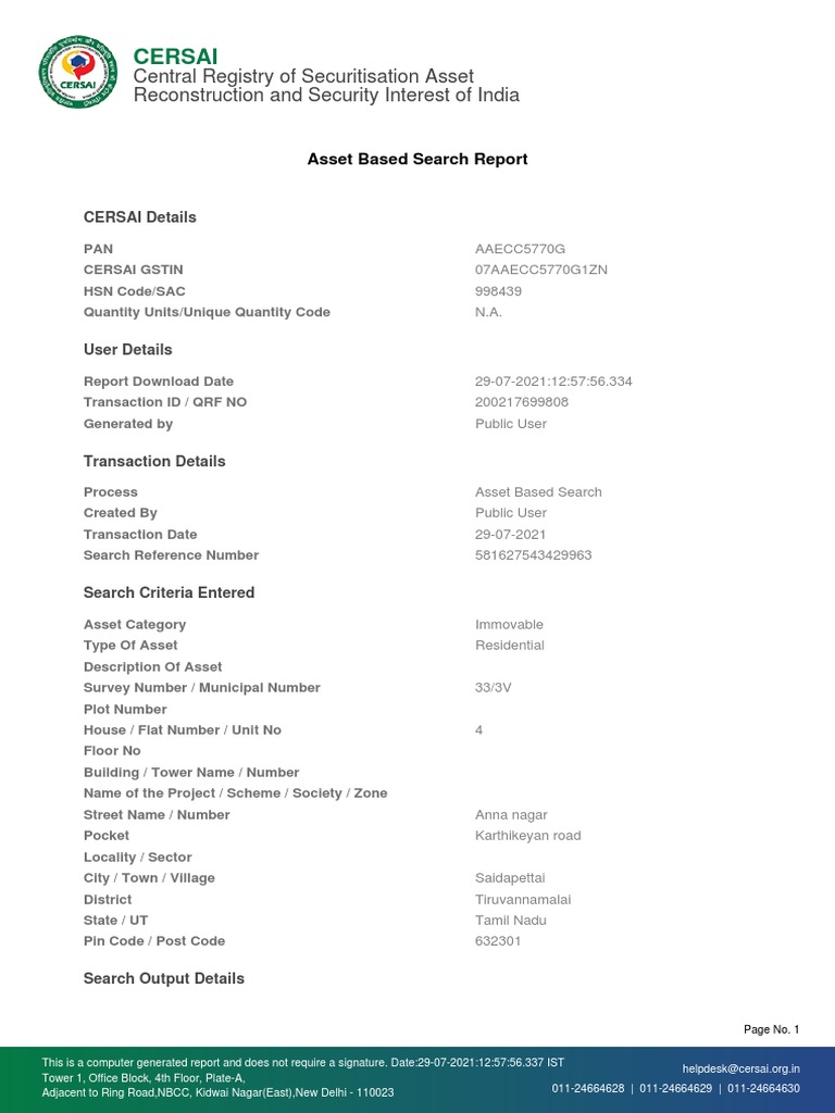 Cersai: Central Registry of Securitisation Asset Reconstruction and ...