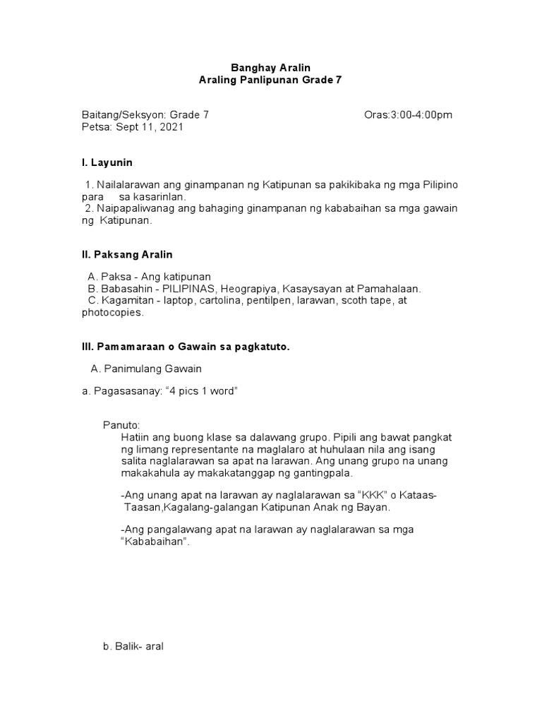 Ap GR-7 Lesson Plan | PDF