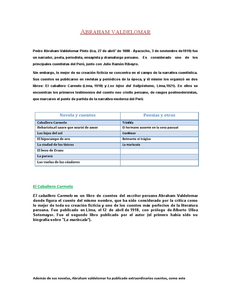 Abraham Valdelomar | PDF | Poesía | Ficción general