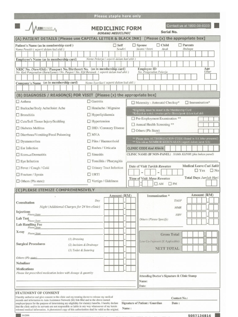 MediClinic Form | PDF