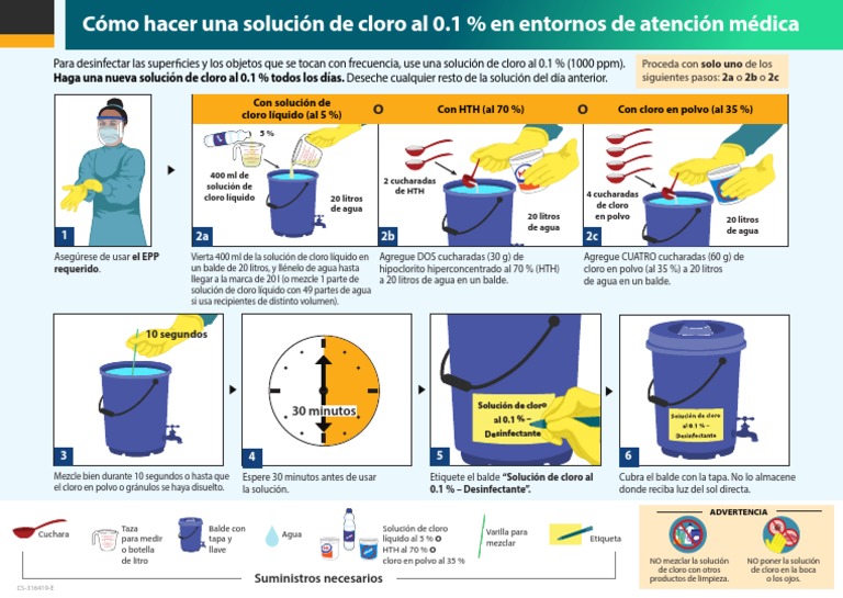 Cómo Preparar Una Solución De Cloro Al 0 1 1000 Ppm Para
