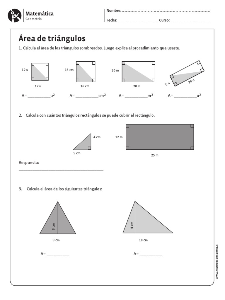 Cálculo de Áreas de Triángulos | PDF | Métodos y materiales de enseñanza