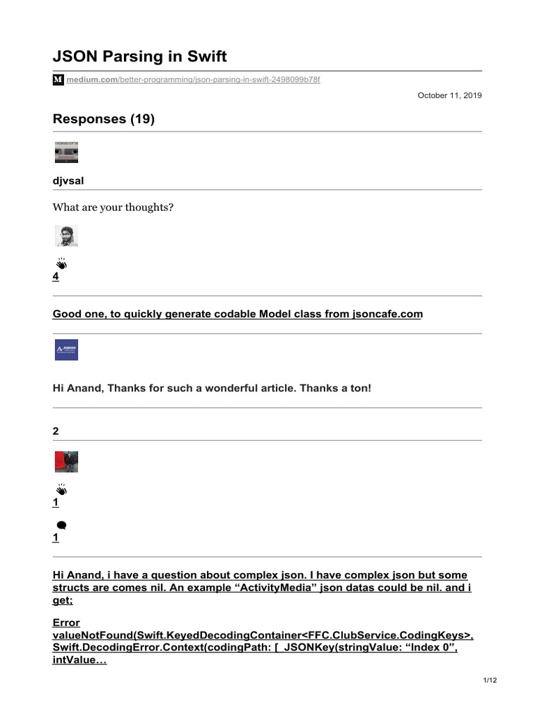 JSON Parsing in Swift | PDF | Json | Swift (Programming Language)