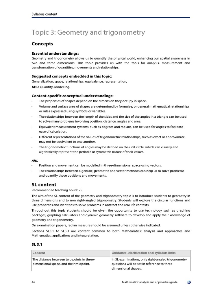 Trigonometry Syllabus | PDF | Trigonometric Functions | Trigonometry
